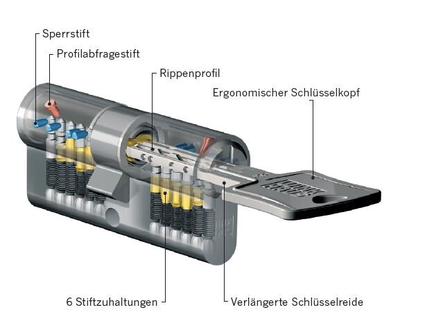 lock cylinder Winkhaus keyTec N-tra dual-profile cylinder