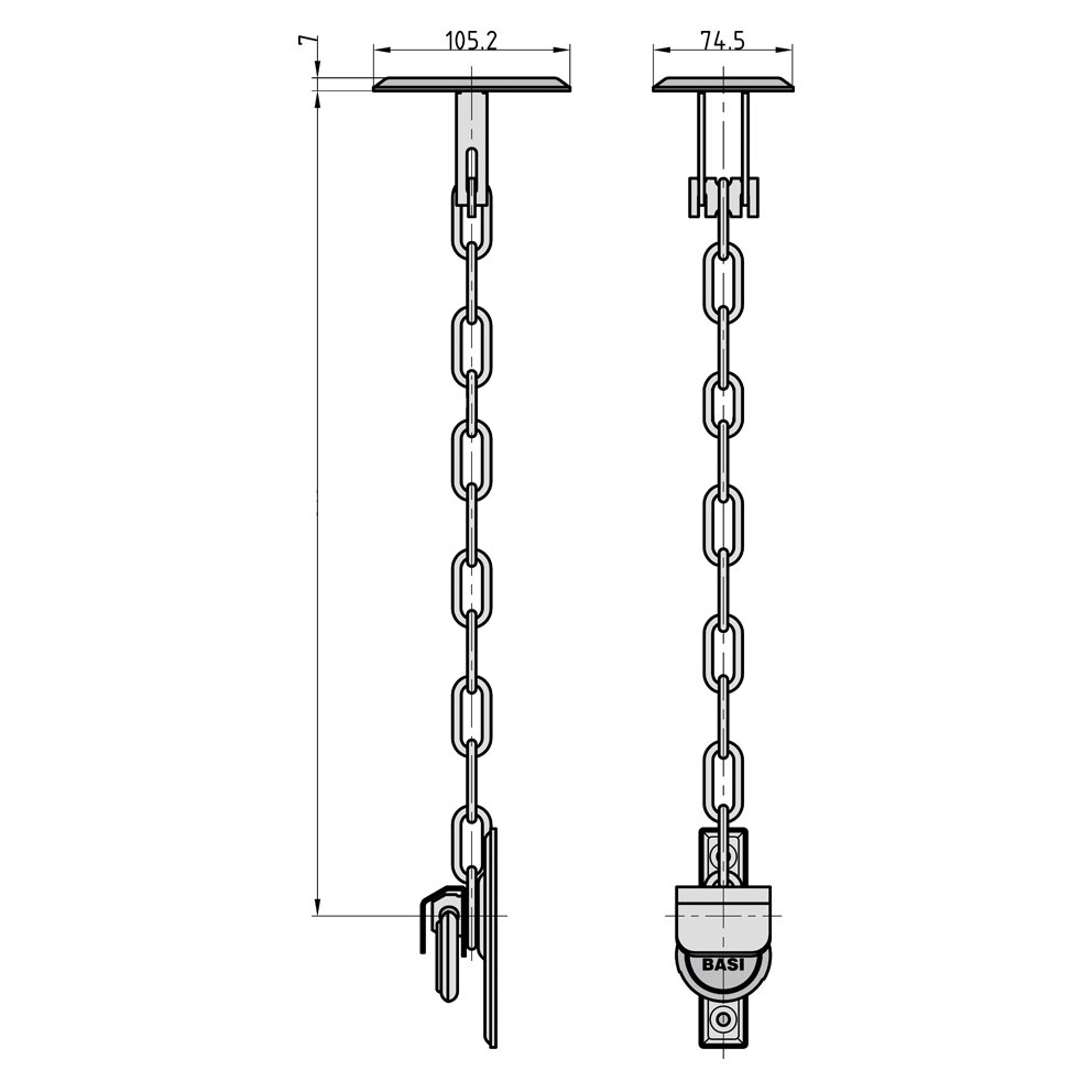 grating locking device GS100 for basement shafts, with chain