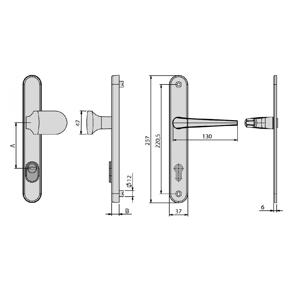 BASI Wechselgarnitur ES0 VMS - ZA 92/8 mm F1 Schmalrahmenbeschläge